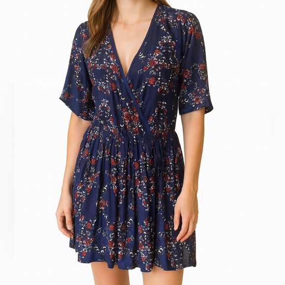 Band of Gypsies | Dresses | Band Of Gypsies Blue Floral V Neck Dress ...